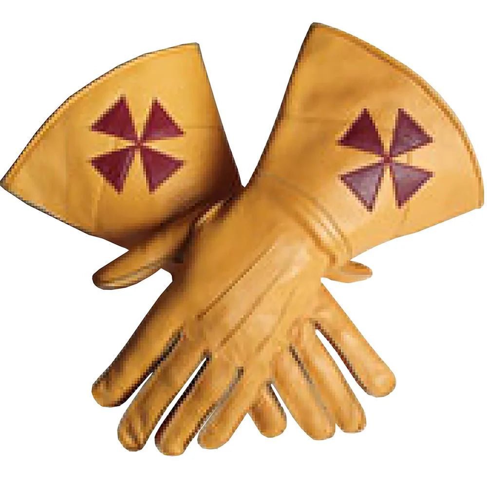 Knight Templar Yellow Color Red Cross Soft Leather Gloves – Luxe Regalia